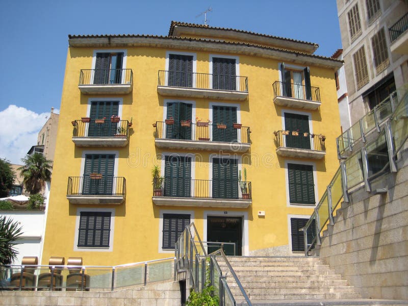 Yellow apartment building stock image. Image of facade - 4599913