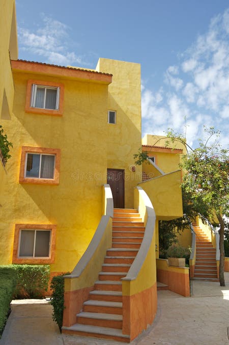 Yellow apartment building stock image. Image of facade - 4599913