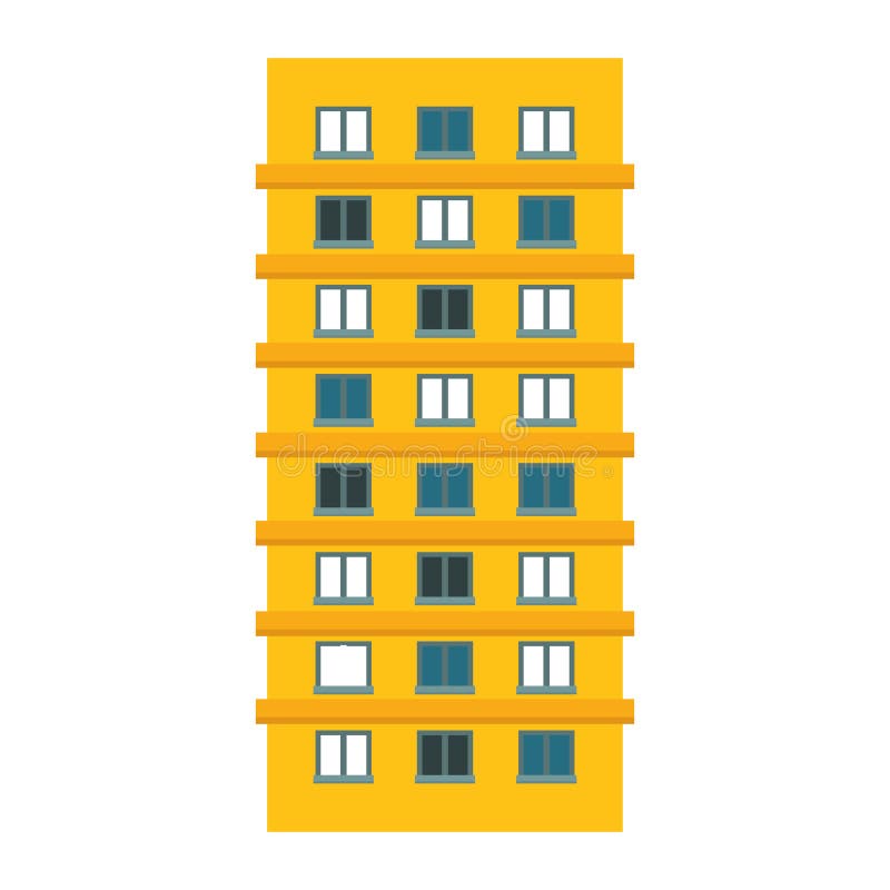 Yellow Apartment Building Line Sticker Stock Illustration ...