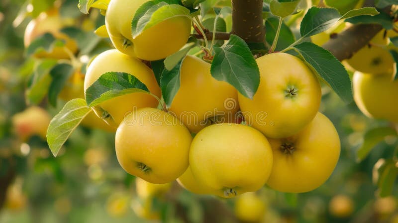 The Yellow Apple Cluster.AI Generated Image Stock Photo - Image of ...