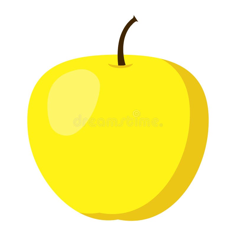 Yellow Apple Icon, Flat Style Stock Vector - Illustration of green ...