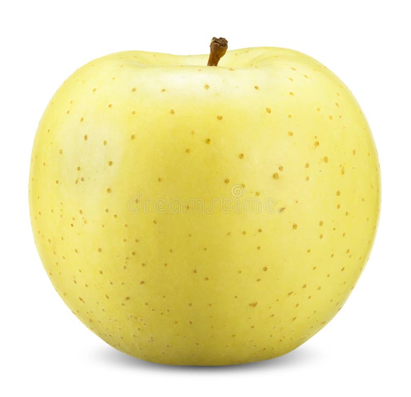 Yellow Apple Isolated on White Clipping Path Stock Image - Image of ...