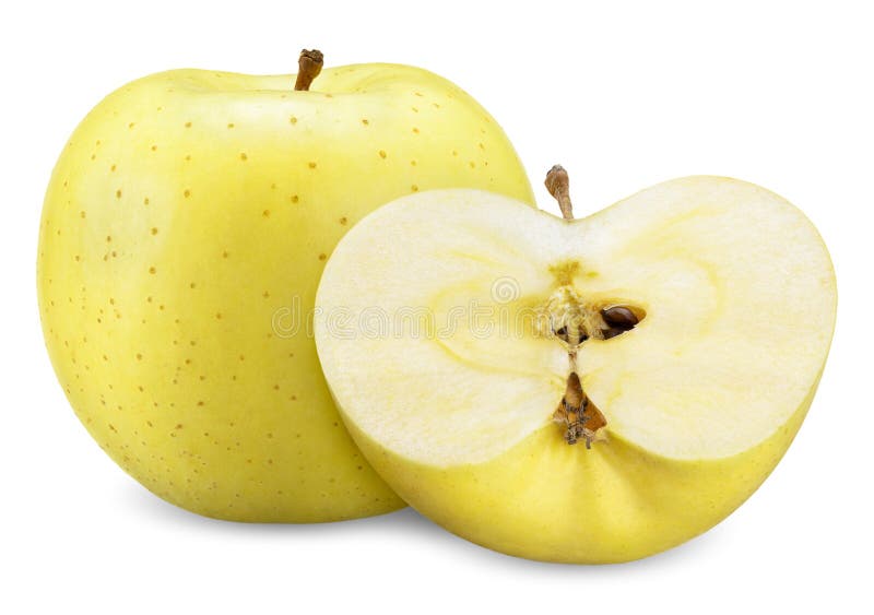 Yellow Apple Isolated on White Clipping Path Stock Photo - Image of ...