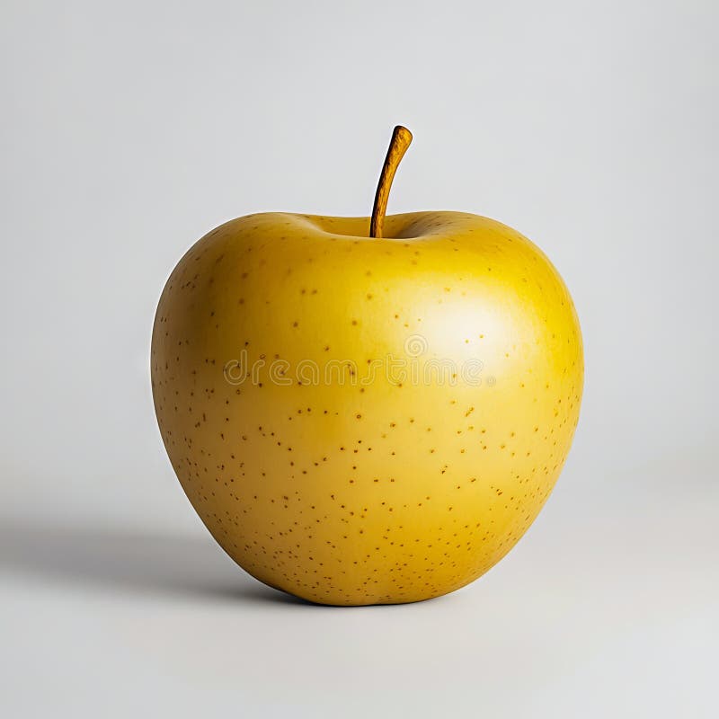 A Yellow Apple Sitting on Top of a White Surface Stock Image - Image of ...