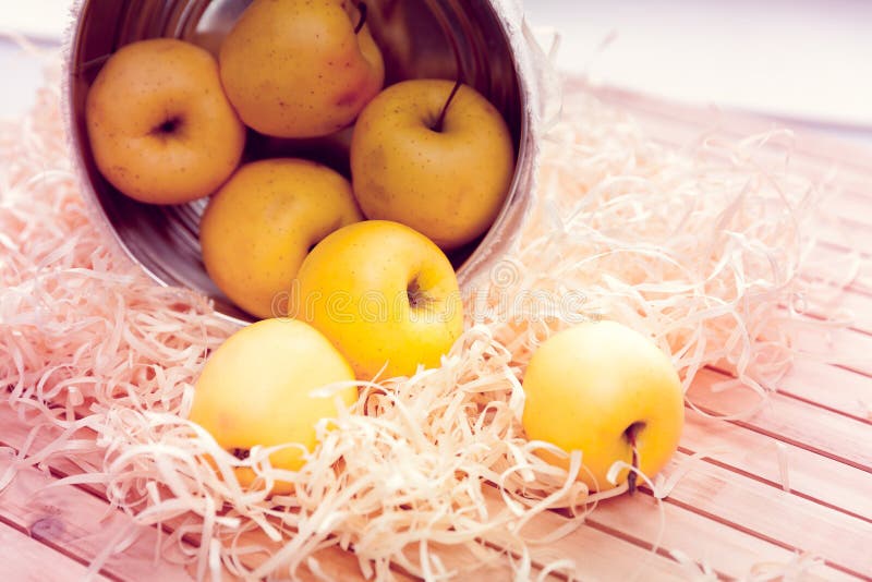 Apples Rolled Out of the Basket Stock Photo - Image of plant, basket ...