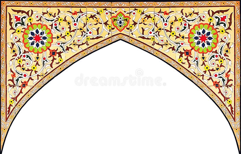 Yellow Arch with Floral Patterns in Arabic Style. Stock Image - Image ...