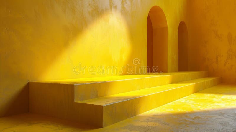 Yellow Architectural Steps with Arches - Generative Ai Stock ...