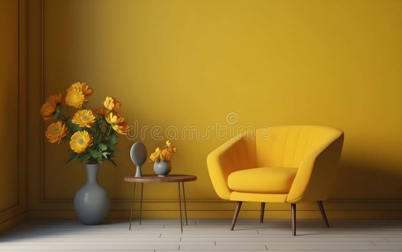 Yellow Armchair in a Yellow Room, Generative AI Stock Illustration ...