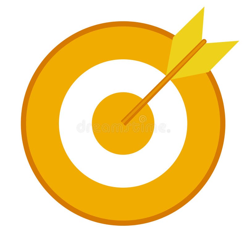 Yellow Arrow Hitting a Target Icon on White Background Stock Vector ...