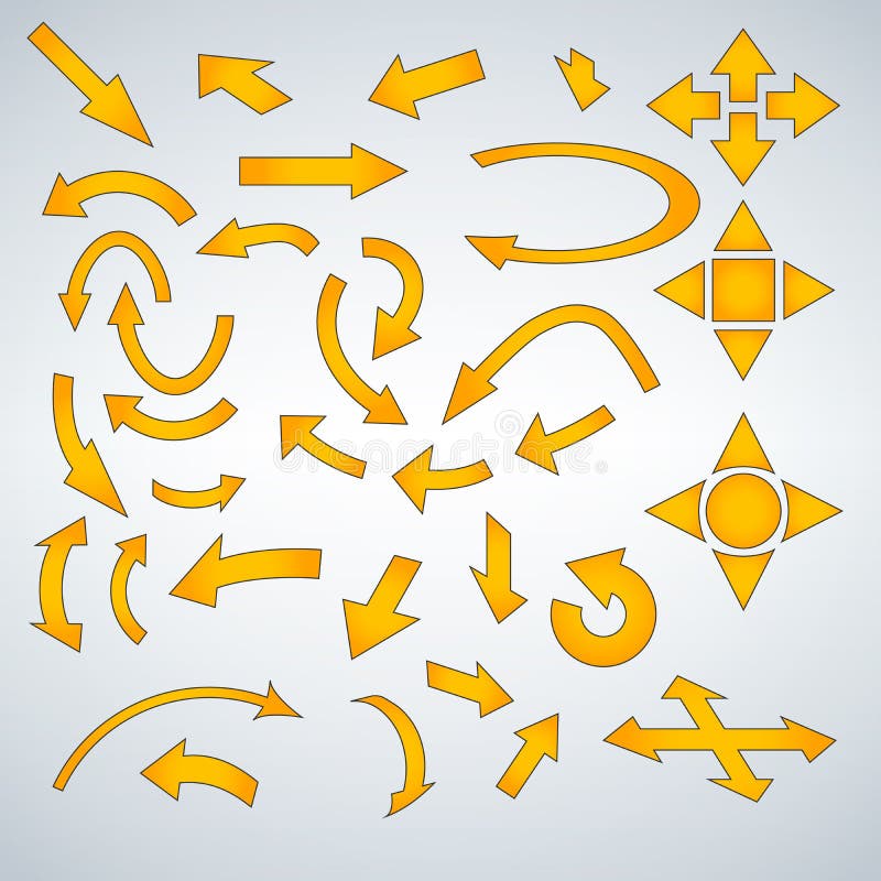 Yellow Arrow Icon Set stock illustration. Illustration of back - 106691768
