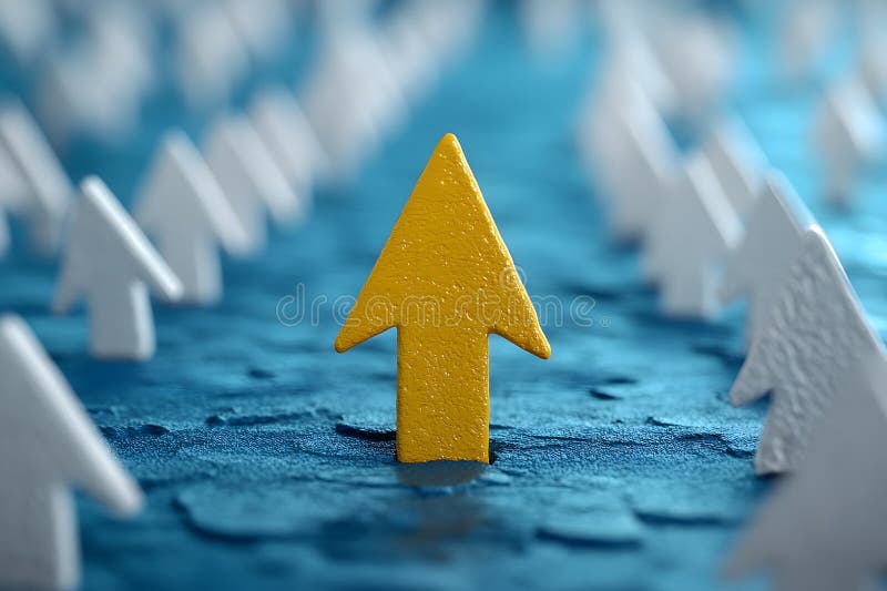 Yellow Arrow Leading Against the Flow, Concept of Leadership and ...