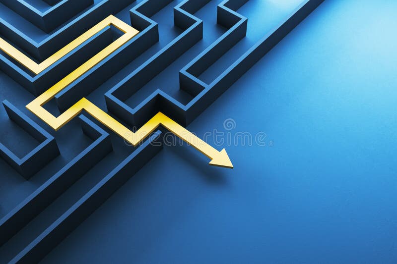 A Yellow Arrow Navigating through a Blue Maze, Symbolizing Problem ...