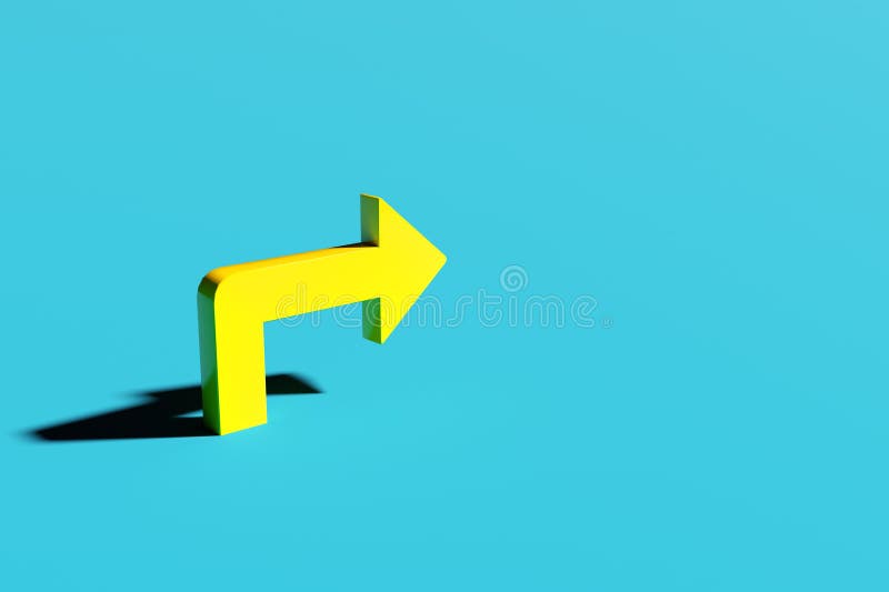 Yellow Arrow Pointing Right on Blue Background Indicating Direction ...