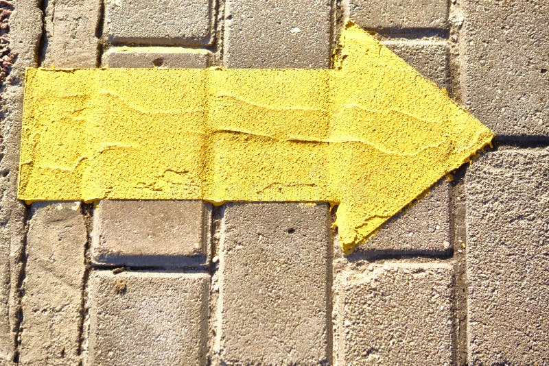 Yellow Arrow on the Tile Color Stock Image - Image of grey, texture ...