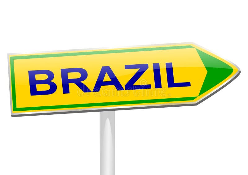 The Yellow Arrow with the Word Brazil Stock Illustration - Illustration ...