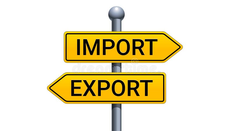 Yellow Arrows Sign Import Export Raster Stock Illustration ...
