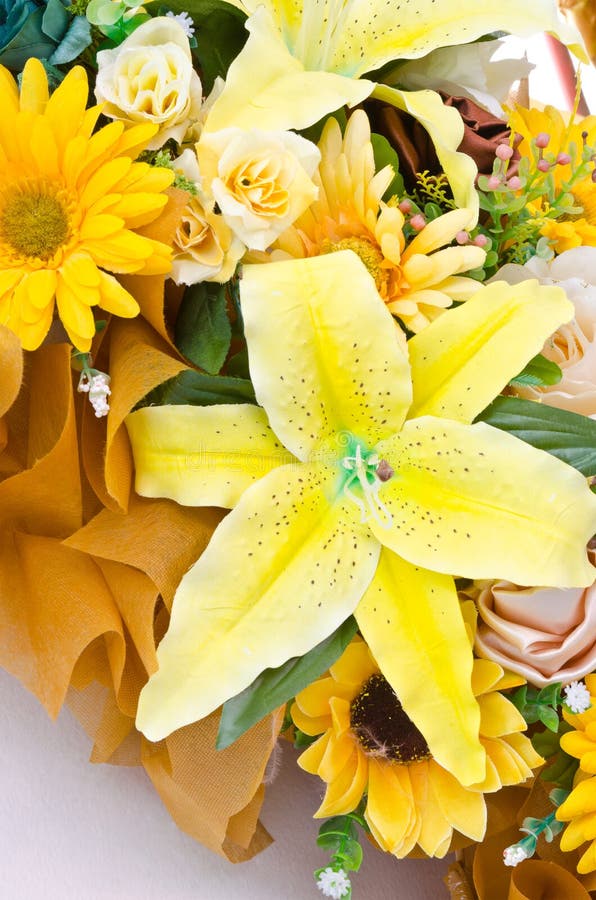 Yellow Artificial Flower Bouquet Stock Photo - Image of colorful, craft ...