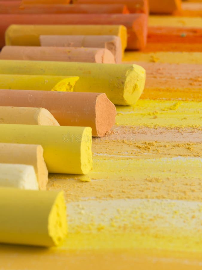 Yellow artistic crayons stock image. Image of object - 78939197
