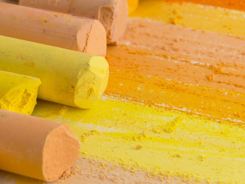 Yellow artistic crayons stock image. Image of object - 78939197