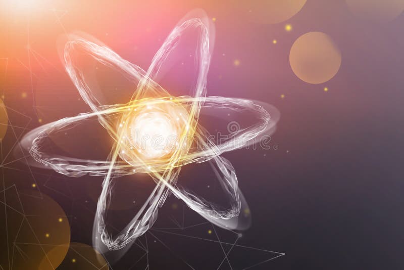 Yellow Atom Model Abstract Background Stock Illustration - Illustration ...