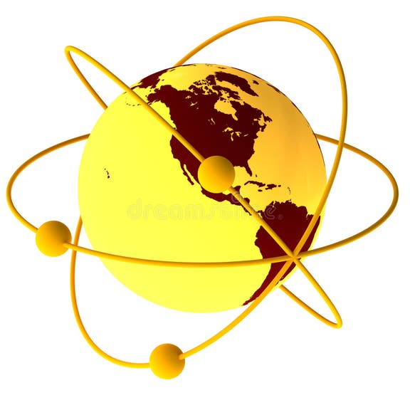 Yellow atom symbol stock illustration. Illustration of atomic - 24089474