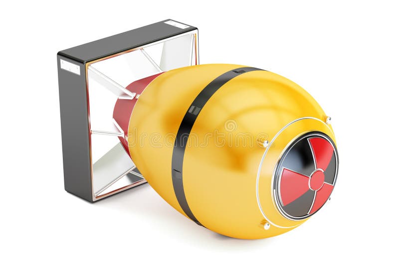 Yellow Atomic Bomb Launch Nuclear Button with Radiation Symbol O Stock ...