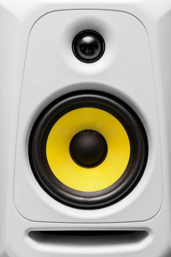 Yellow Woofer stock photo. Image of loud, circle, desktop - 123878