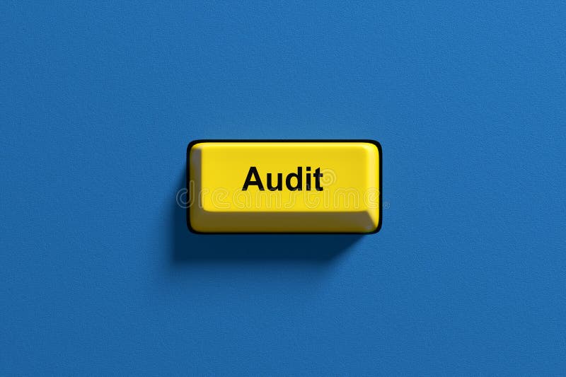 Yellow Audit Key on a Blue Keyboard is Casting Shadow Stock ...