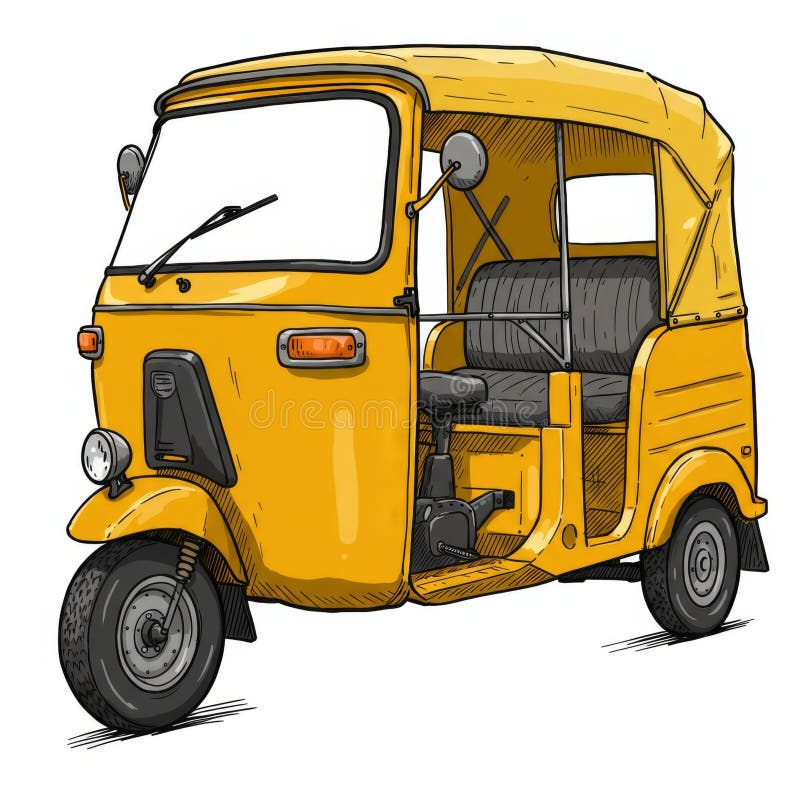 Yellow Auto Rickshaw Illustration Stock Illustration - Illustration of ...