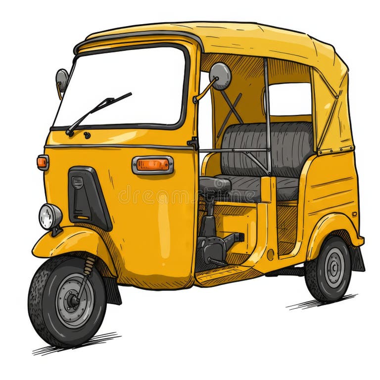 Yellow Auto Rickshaw Illustration Stock Illustration - Illustration of ...