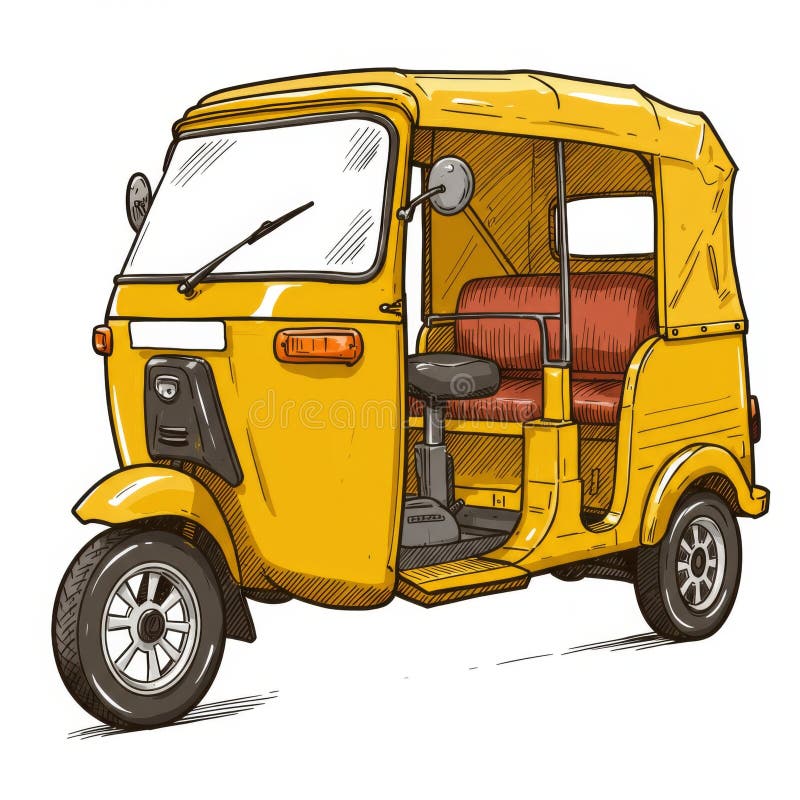 Yellow Auto Rickshaw Illustration Stock Illustration - Illustration of ...
