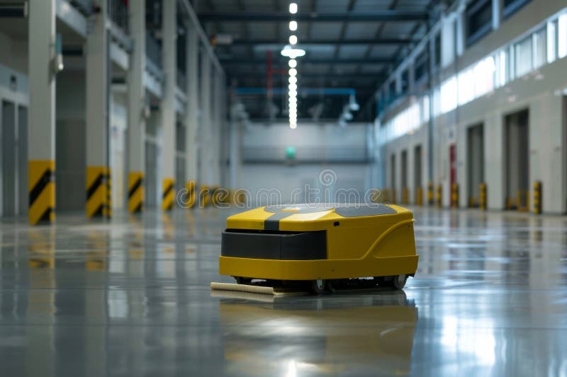 Yellow Automatic Cleaning Robot for Efficient and Thorough Warehouse or ...