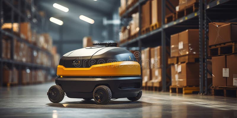 Yellow Automatic Robot for Cleaning and Cleaning Warehouse or Premises ...