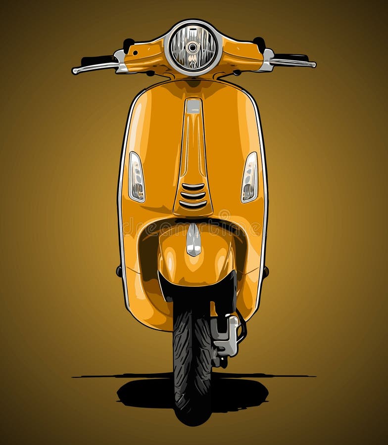 Yellow Automatic Scooter Front View Stock Vector - Illustration of ride ...