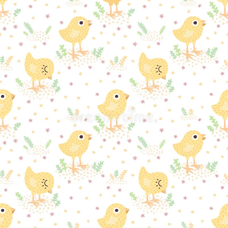 Yellow Baby Chickens Vector Seamless Pattern Stock Vector ...
