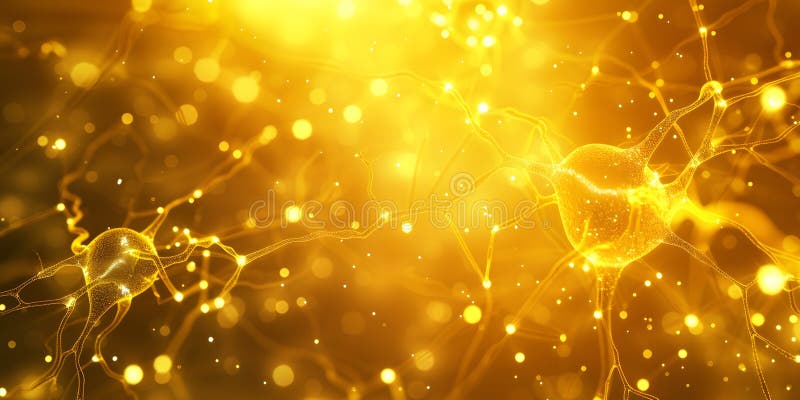 Yellow Background Consisting of Neural Connections of the Brain, the ...