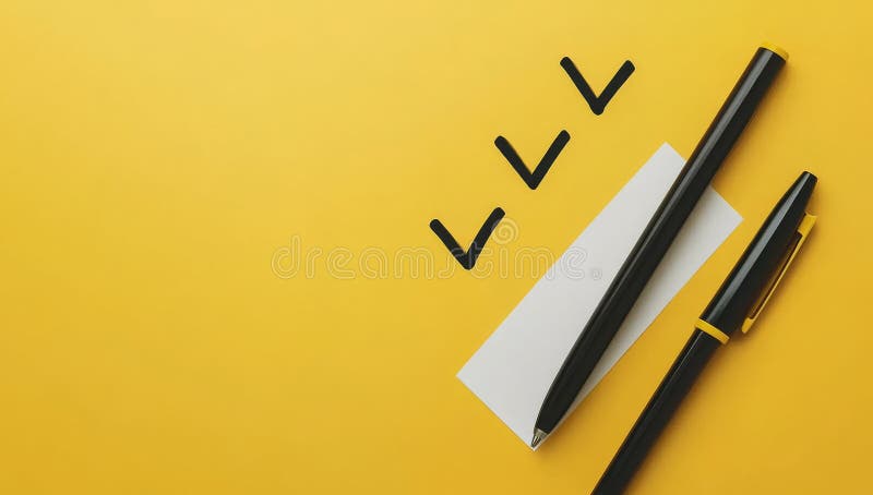 A Yellow Background Featuring Checkmarks and a Checklist Symbolizes ...