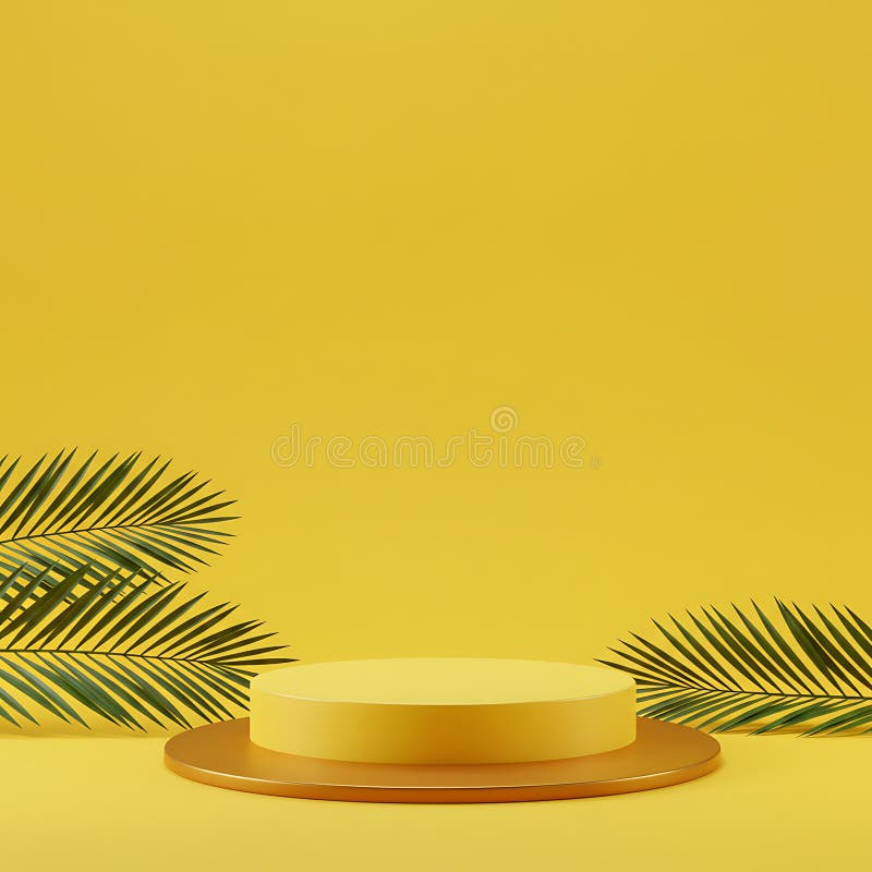 Yellow Background Featuring a Circular, Elevated Platform with a Top ...