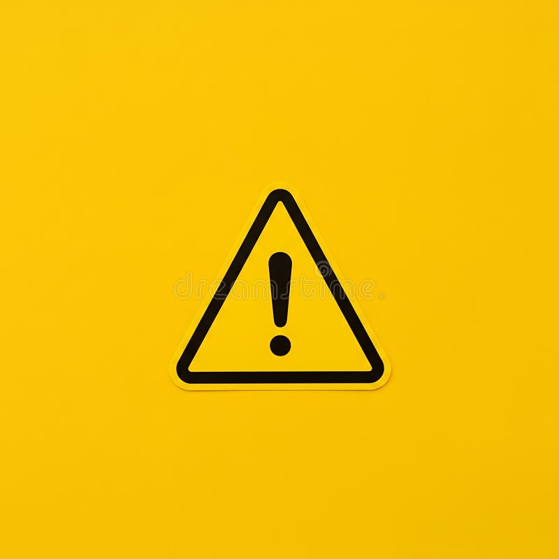 Yellow Background Featuring a Triangular Warning Sign with a Black ...