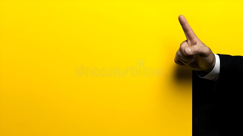 Yellow Background with a Hand Pointing Up Illustration Stock ...