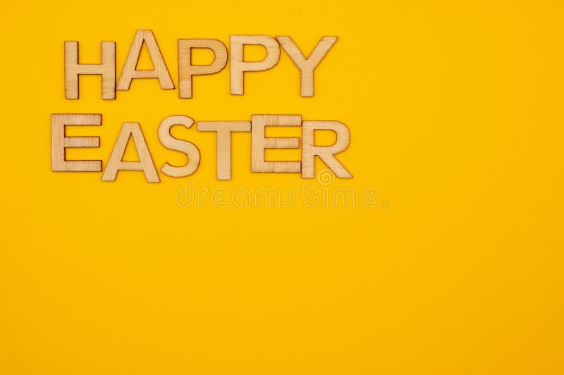 Yellow Background with Happy Easter Text Stock Image - Image of ...