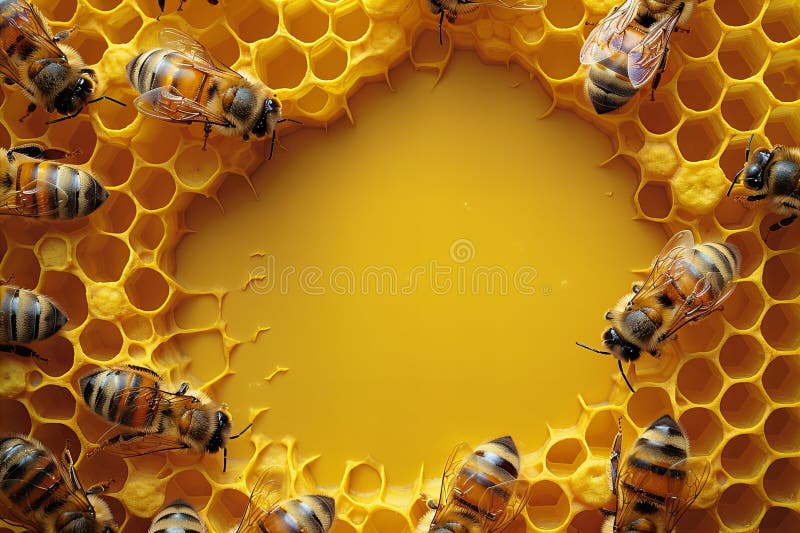 Yellow Background with Honeycomb Pattern on the Left and Right Sides ...