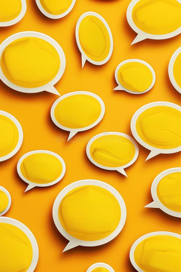 A Yellow Background with Many Yellow Speech Bubbles Stock Photo - Image ...