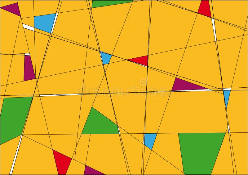 Yellow Background with Multicolored Retro Triangular Patterns Stock ...