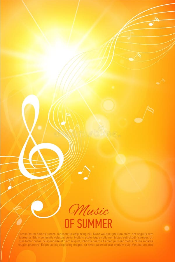 Vector Yellow Background with Music Notes and Key Stock Vector ...