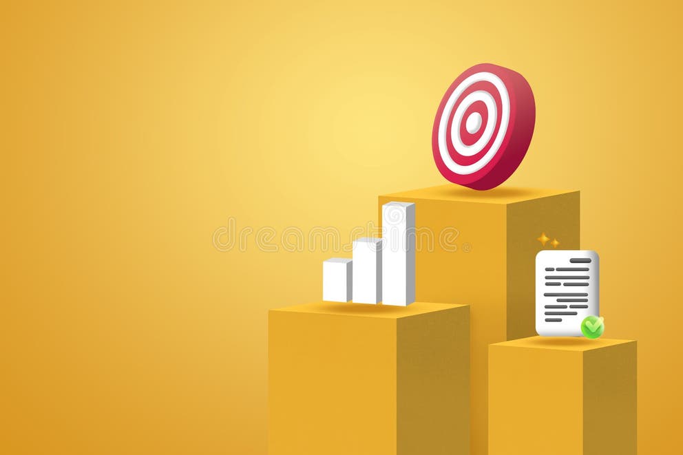 A Yellow Background with a Red Target on Top of a Stack of Boxes Stock ...