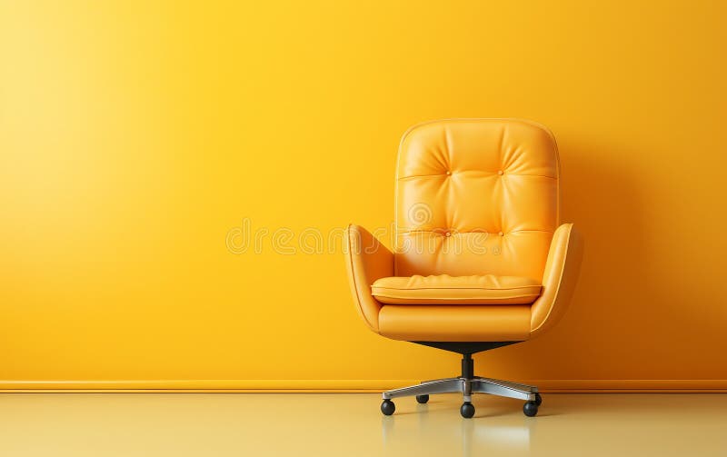 Yellow Background Swivel Chair Wall -Generative Ai Stock Illustration ...