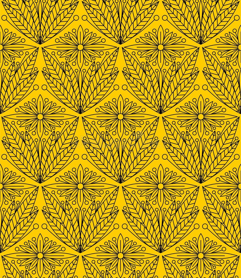 YELLOW BACKGROUND with VECTOR VINTAGE FLORAL PATTERN Stock Vector ...