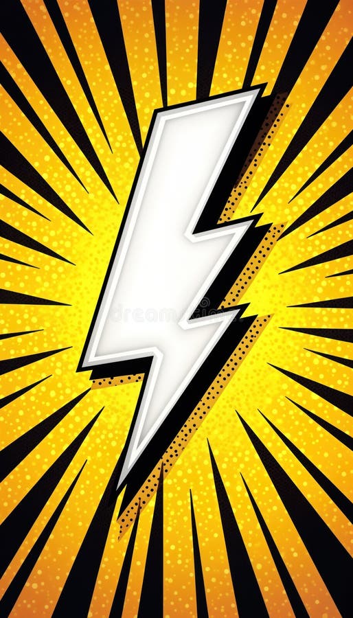 Yellow Background with White Lightning Bolt. Comic Book Style ...