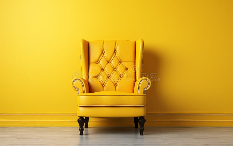 Yellow Background Wing Back Chair Wall -Generative Ai Stock ...